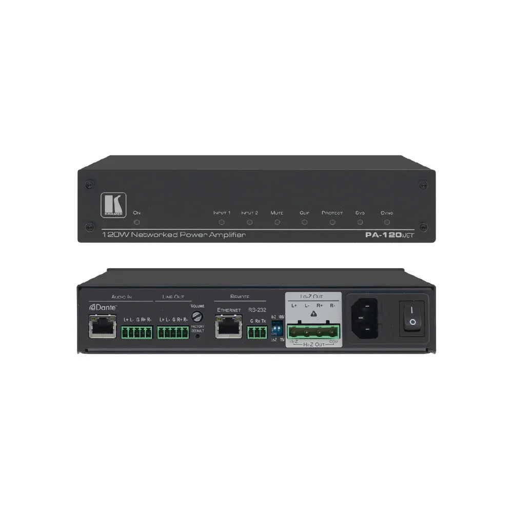 KRAMER PA-120NET Dante Port , 1x120W @ 70V/100V 2x60W @ 8? Controllabl ...