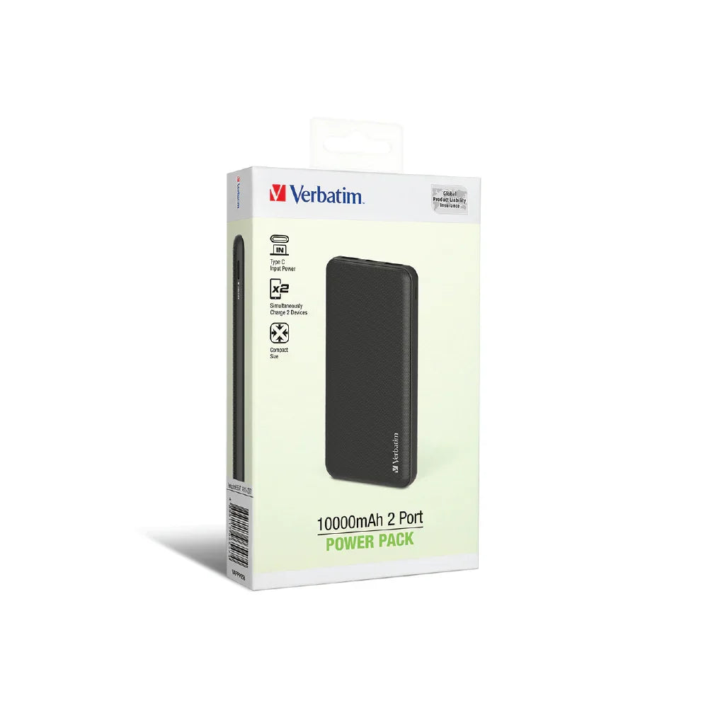 VERBATIM 10000mAh 2 Port Power Pack – Kaira Global (Singapore)