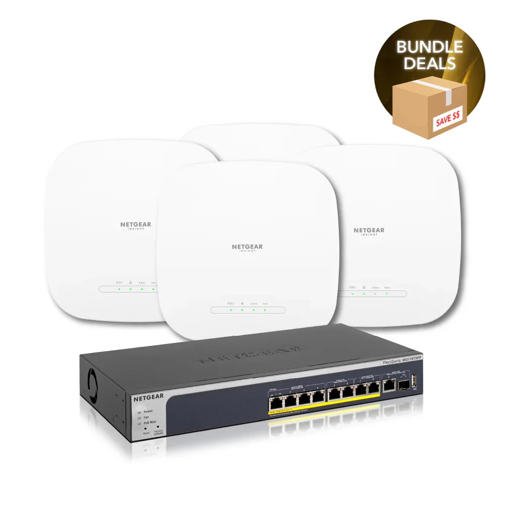 NETGEAR WiFi 6 Wireless Access Point Multi-gig Bundle - 4x WAX615 + MS ...