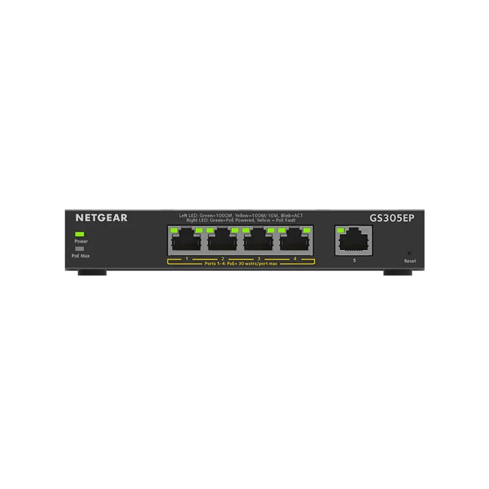 NETGEAR GS305EP 5-Port Gigabit Ethernet Plus Switch - with 4 x PoE+ ...