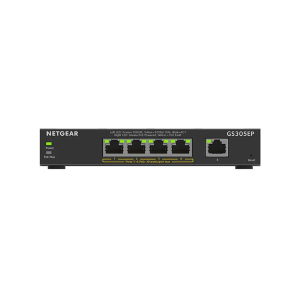 NETGEAR GS305EP 5-Port Gigabit Ethernet Plus Switch - with 4 x PoE+ ...