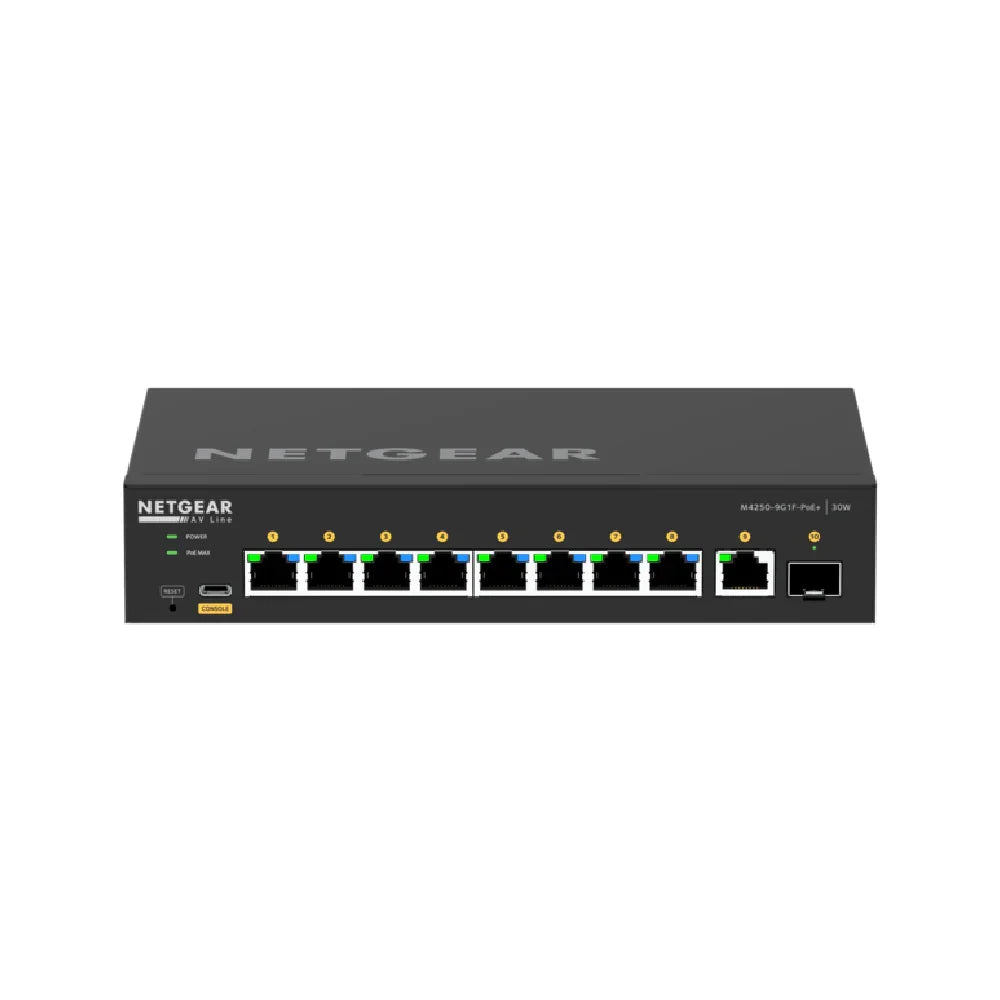 NETGEAR AV Line M4250-9G1F-PoE+ (GSM4210PD) 8x1G PoE+ 110W 1x1G and 1x ...